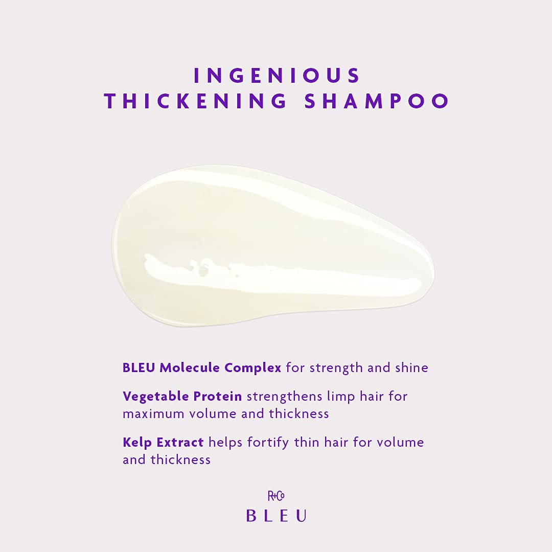 R+Co BLEU Ingenious Thickening Shampoo β Boosts Body, Bounce, and Shine for Fine Hair, Cleanses and Clarifies, Removes Product Buildup, Adds Instant Volume, 8.5 oz