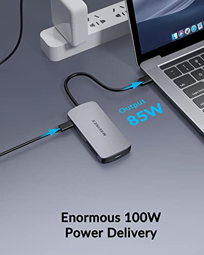 MAVINEX USB-C Hub, 8-in-1 USB-C to 4K HDMI AVINEX USB-C Adapter with USB 3.0 Port, USB 2.0 Ports, SD/Micro SD Card Reader, 100W Power Supply, Compatible with MacBook Pro Air HP XPS and