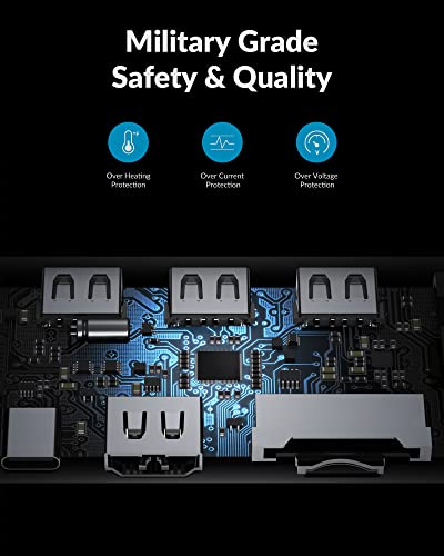 MAVINEX USB-C Hub, 8-in-1 USB-C to 4K HDMI AVINEX USB-C Adapter with USB 3.0 Port, USB 2.0 Ports, SD/Micro SD Card Reader, 100W Power Supply, Compatible with MacBook Pro Air HP XPS and