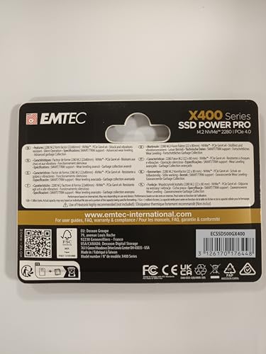Emtec 500GB X400 Power Pro M.2 2280 PCIe Gen 4.0 x4 Internal Solid State Drive (SSD) ECSSD500GX400