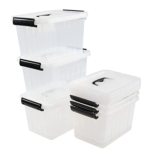 Sandmovie 8 Quart Clear Plastic Storage Bins with Lids, 6 Packs