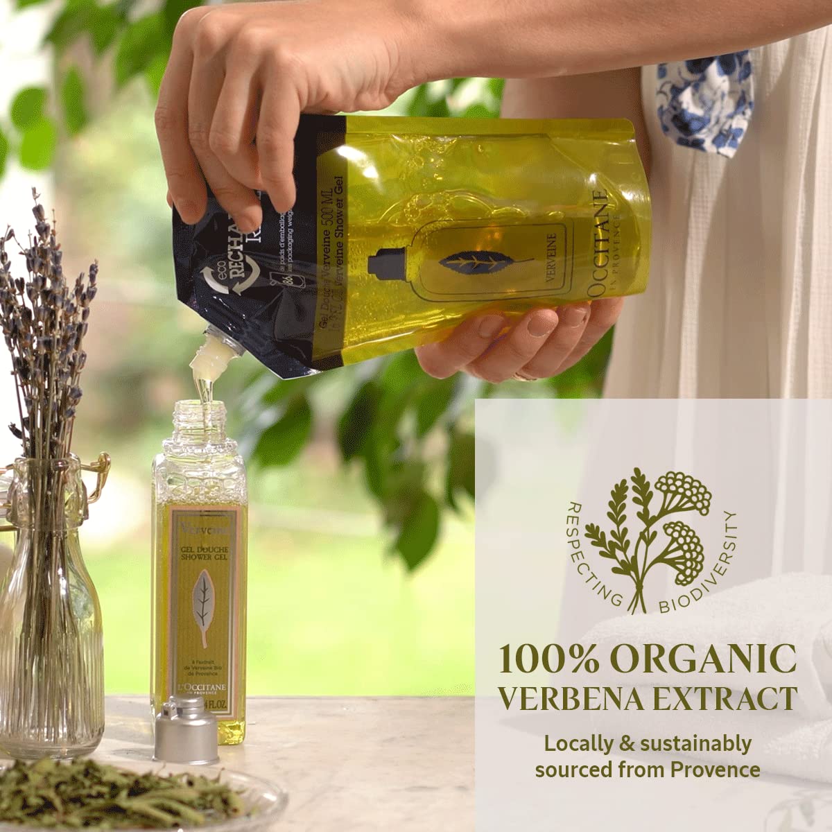 L’OCCITANE Verbena Cleansing Bath & Shower Gel: Gently Cleanse and Delicately Perfume the Skin, Made in France, 16.9 Fl. Oz Refill
