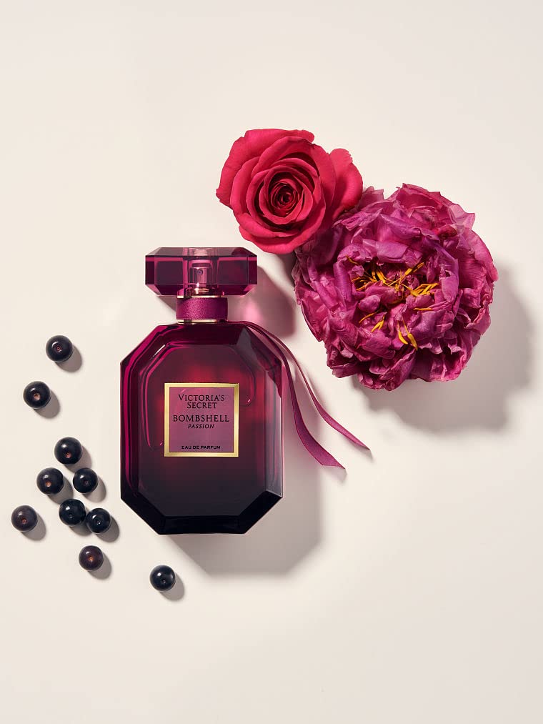 Victoria's Secret Bombshell Passion Eau de Parfum, Notes of Sparkling Cassis, Queen Peony & Fuchsia Rose, Perfumes for Women (3.4 oz)