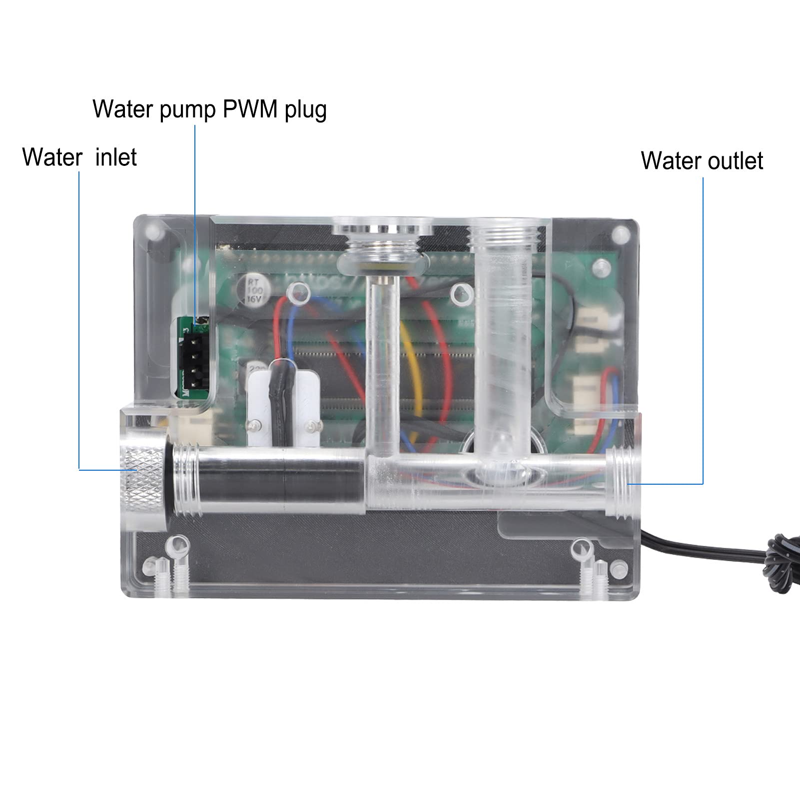 Zunate Water Cooling Temperature Meter, G1/4 Water Cooling Meter Indicator with Digital Screen, Meter Indicator for PC Water Cooling System Waterflow Temperature Monitoring