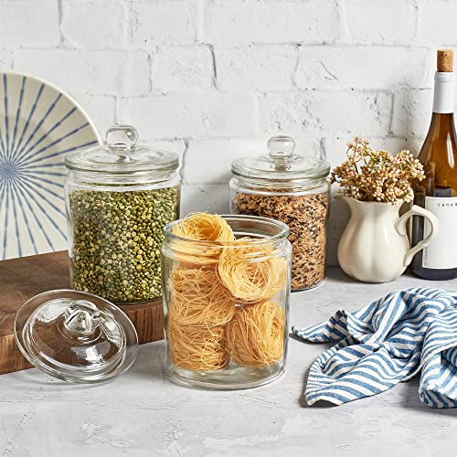 3pc Canister Sets for Kitchen Counter + Labels & Marker - Glass Cookie Jars with Airtight Lids - Food Storage Containers with Lids Airtight for Pantry - Flour, Sugar, Coffee, Cookies, etc.