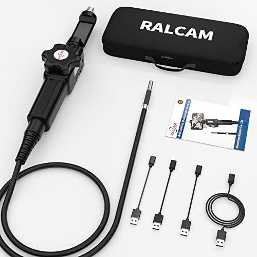 Articulating Borescope with 8 Adjustable LED Light, Ralcam 8.5mm/0.33inch Borescope Inspection Camera with Two-Way Articulated Head,HD 1080P Endoscope Automotive Scope for Smartphone&iPhone