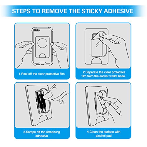 Sticky Adhesive Replacement for Socket Wallet+ Base, pop-tech 6pcs 3M VHB Strong Sticker Pads for Cell Phone Wallet Plus Case Back Stand, Double Sided Tape for iPhone 13 14, Samsung & All Smartphone