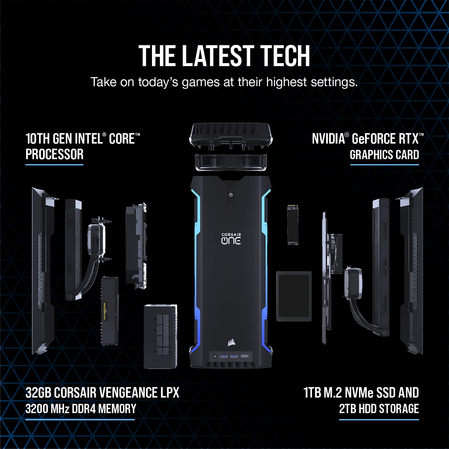 Corsair ONE i200 Compact Gaming PC - Intel® Core™ i7-11700K CPU - NVIDIA® GeForce RTX™ 3080 Graphics - 32GB Vengeance LPX DDR4 Memory - Thunderbolt 3™,Windows 10 Home