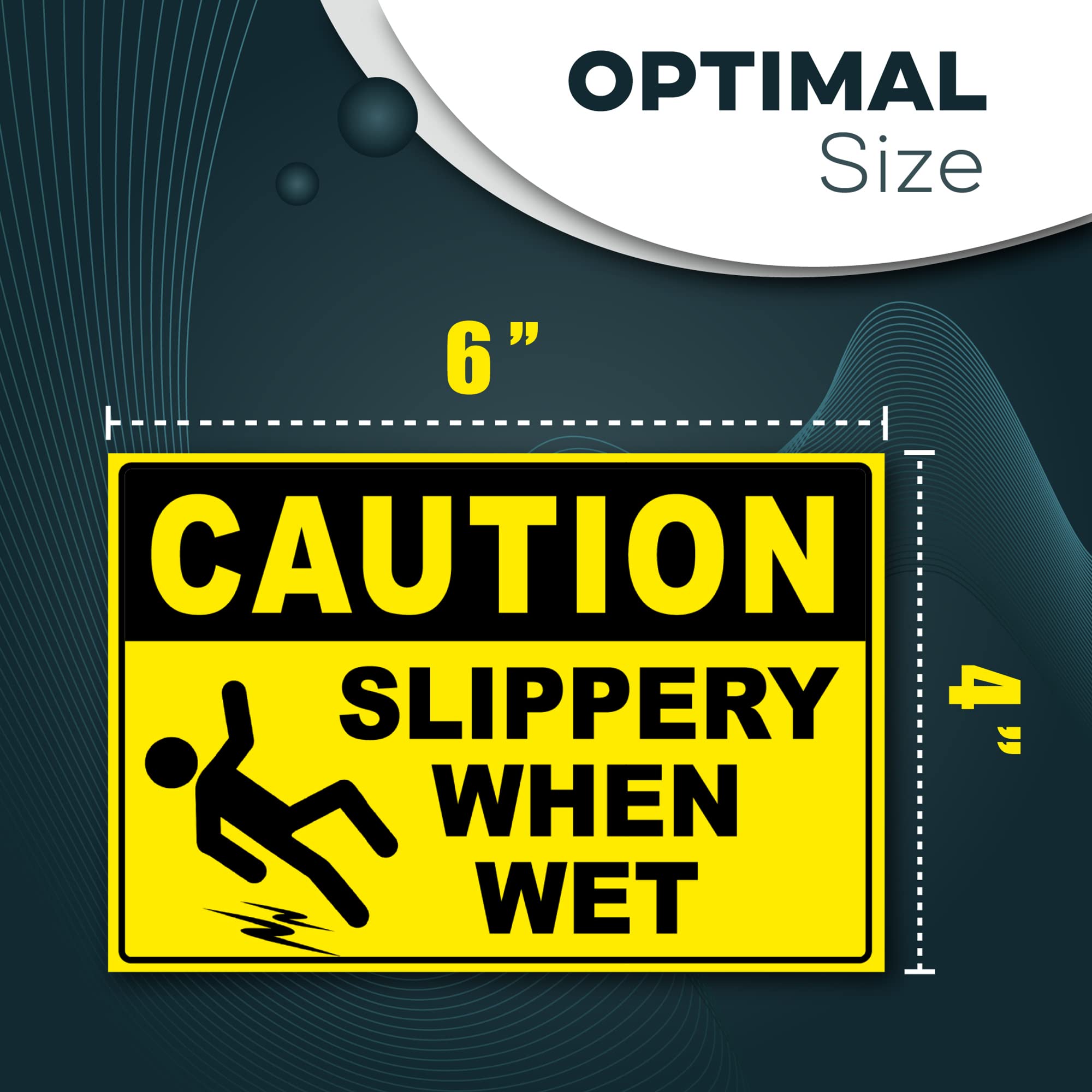 Caution Slippery When Wet Sign - 4 x 6 Wet Floor Signs 3 Pack - Wall Caution Stickers Wet Floor Sign - Wet Floor Signs Commercial