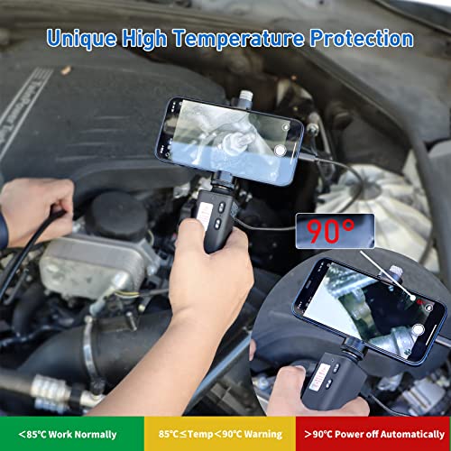 Articulating Borescope with 8 Adjustable LED Light, Ralcam 8.5mm/0.33inch Borescope Inspection Camera with Two-Way Articulated Head,HD 1080P Endoscope Automotive Scope for Smartphone&iPhone