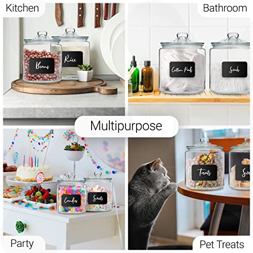 3pc Canister Sets for Kitchen Counter + Labels & Marker - Glass Cookie Jars with Airtight Lids - Food Storage Containers with Lids Airtight for Pantry - Flour, Sugar, Coffee, Cookies, etc.