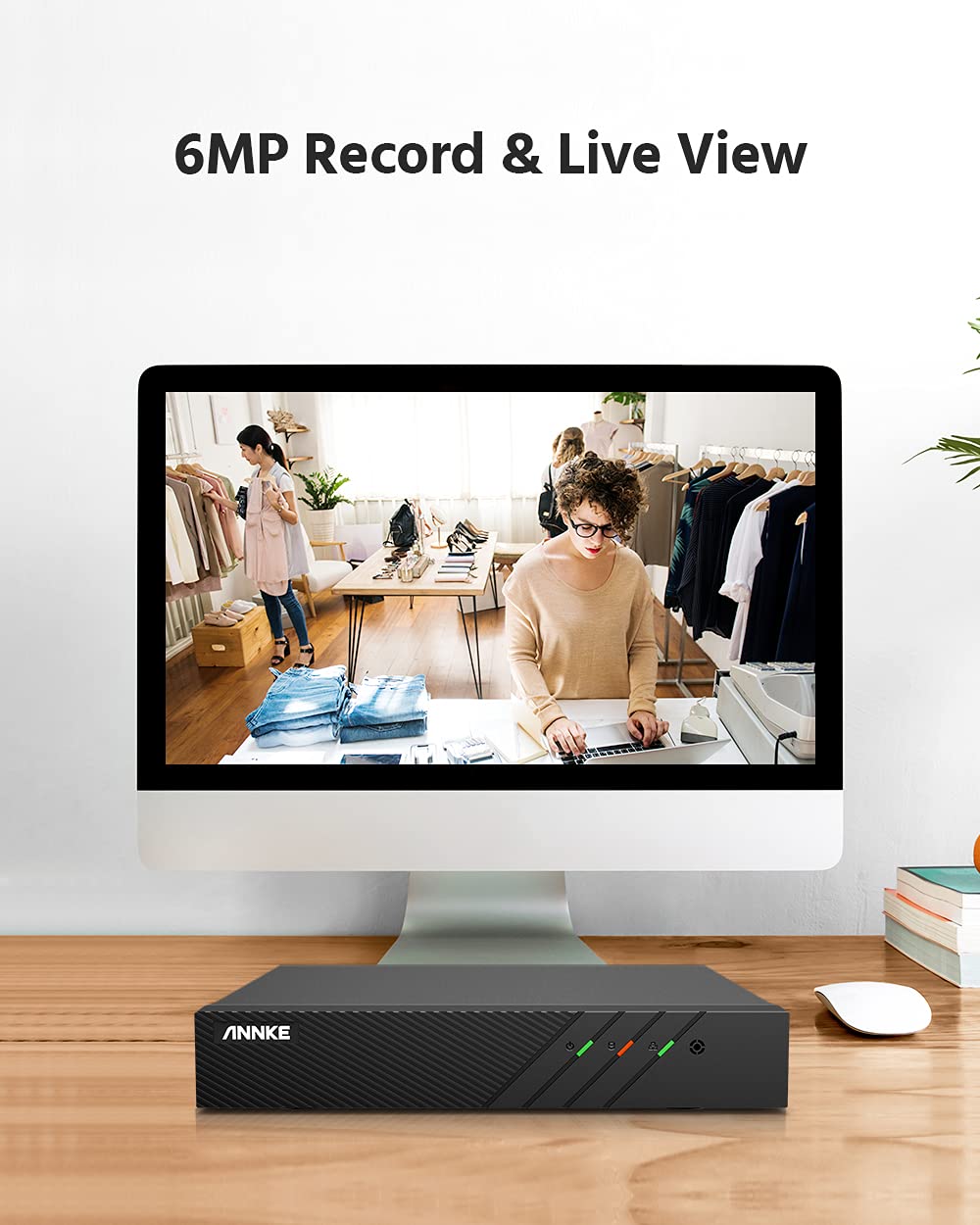 ANNKE 6MP PoE NVR with 2TB HDD Pre-Installed, H.265+ 8CH Surveillance Netword Video Recorder Supports Up to 8X 6MP/5MP/4MP/1080P IP Camera, 24/7 Recording, Power Over Ethernet, Easy Remote Access