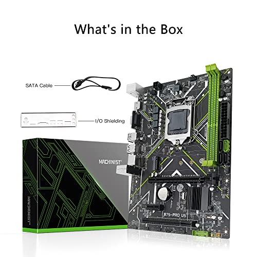 MACHINIST LGA 1155 Motherboard, B75 Micro ATX Computer Motherboards for Desktop PC (Intel 2th/3th Gen, PCIe 2.0, NGFF M.2, PCI, DDR3, SATA 6Gb/s, USB 3.0) for Core i3,i5,i7/Xeon E3 V2/Pentium
