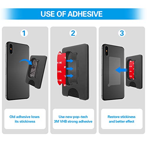 Sticky Adhesive Replacement for Socket Wallet+ Base, pop-tech 6pcs 3M VHB Strong Sticker Pads for Cell Phone Wallet Plus Case Back Stand, Double Sided Tape for iPhone 13 14, Samsung & All Smartphone