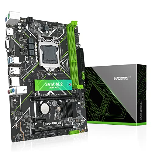 MACHINIST LGA 1155 Motherboard, B75 Micro ATX Computer Motherboards for Desktop PC (Intel 2th/3th Gen, PCIe 2.0, NGFF M.2, PCI, DDR3, SATA 6Gb/s, USB 3.0) for Core i3,i5,i7/Xeon E3 V2/Pentium