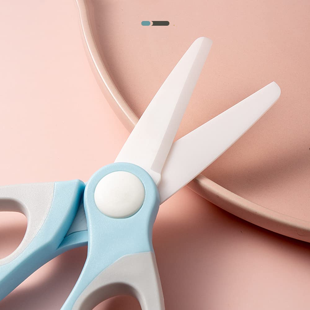 DAMPEN Ceramic Scissors with Ceramic Knife Sets Soft-grip Handles,Safety Healthy ,Kitchen Scissors for Baby Food Kids Food