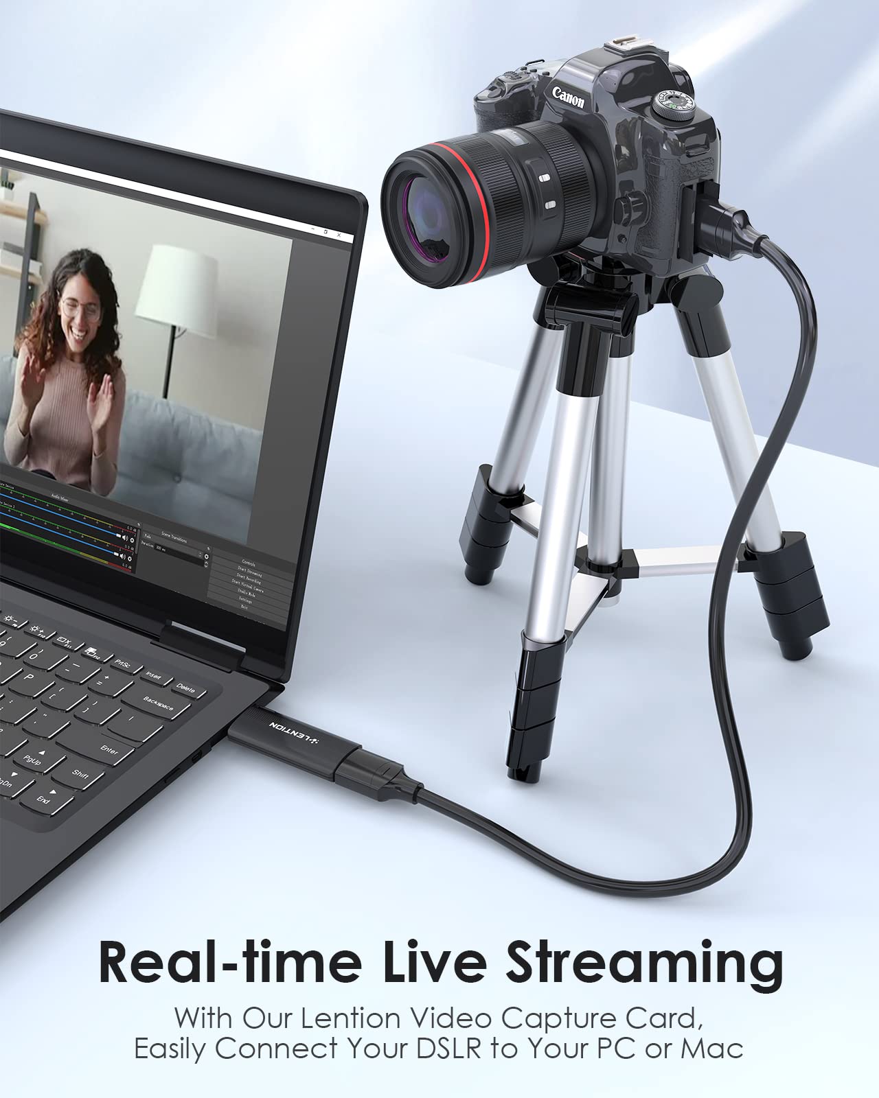 LENTION 4K HDMI to USB C Video Capture Card for Gaming/Live Streaming/Video Conference, Supports PS4/OBS/PC/Windows/DSLR/PS5/YouTube (VC20)