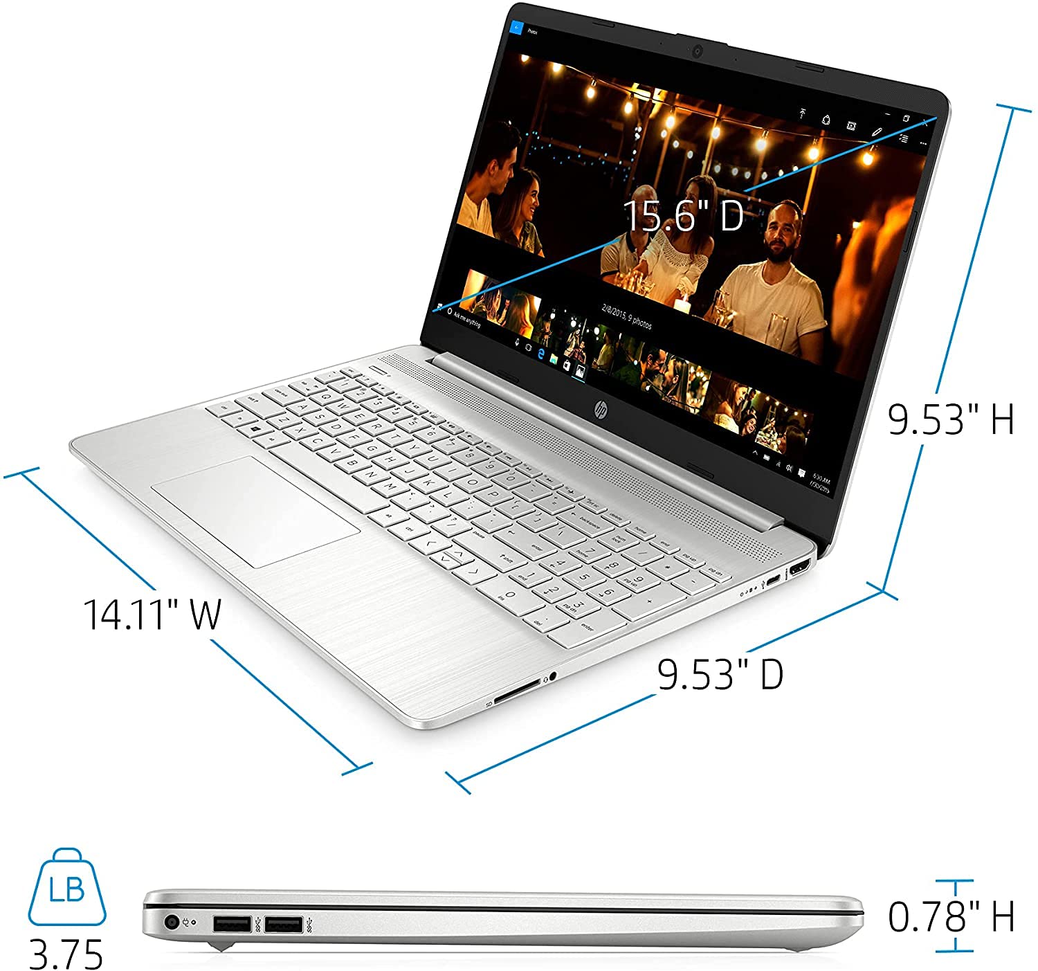 2021 Full HD Laptop, AMD Ryzen 5-5500u Processor, 8GB DDR4 RAM, 256GB SSD, Bluetooth, Wi-Fi, HDMI, Windows 10, W/ MD Accessories, Silver, 15-15.99 inches (HP 15 laptop)
