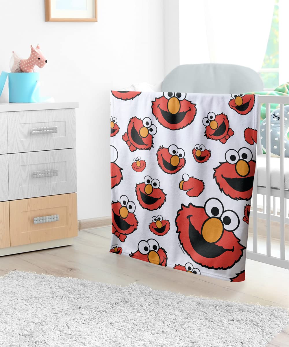 LOGOVISION Sesame Street Lightweight Baby Blanket, 30"X40", Elmo Face Pattern Unisex for Infants Girls & Boys