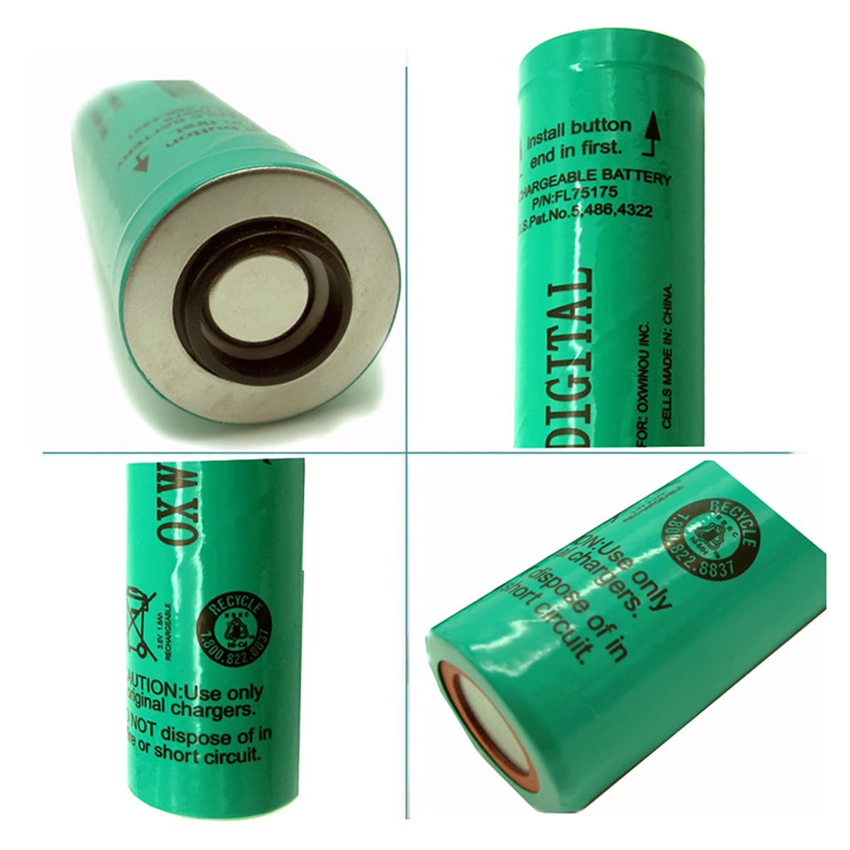 OXWINOU Battery Compatible with streamlight Stinger Battery 75175 hp xt ds led FLB-NCD-1 sdfl-c852 3.6 Volt 1.8ah Rechargeable Battery Stick (NiCd 3.6V 1800mAh) Batteries 3-Pack