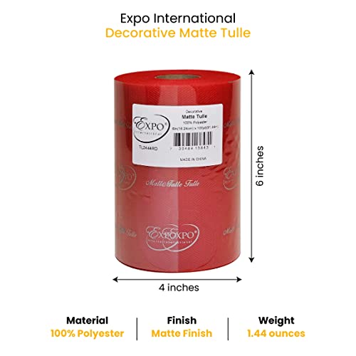 Expo International Decorative Matte Tulle Spool of 6 inch X 100 yards | Red