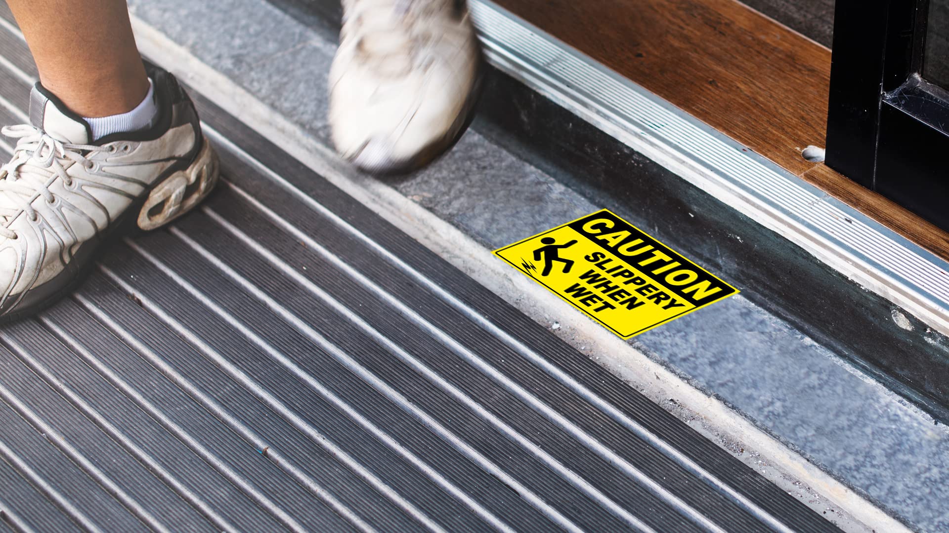 Caution Slippery When Wet Sign - 4 x 6 Wet Floor Signs 3 Pack - Wall Caution Stickers Wet Floor Sign - Wet Floor Signs Commercial
