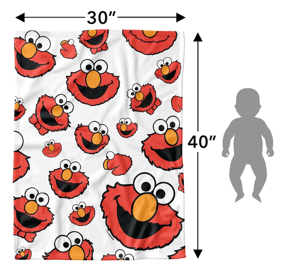 LOGOVISION Sesame Street Lightweight Baby Blanket, 30"X40", Elmo Face Pattern Unisex for Infants Girls & Boys
