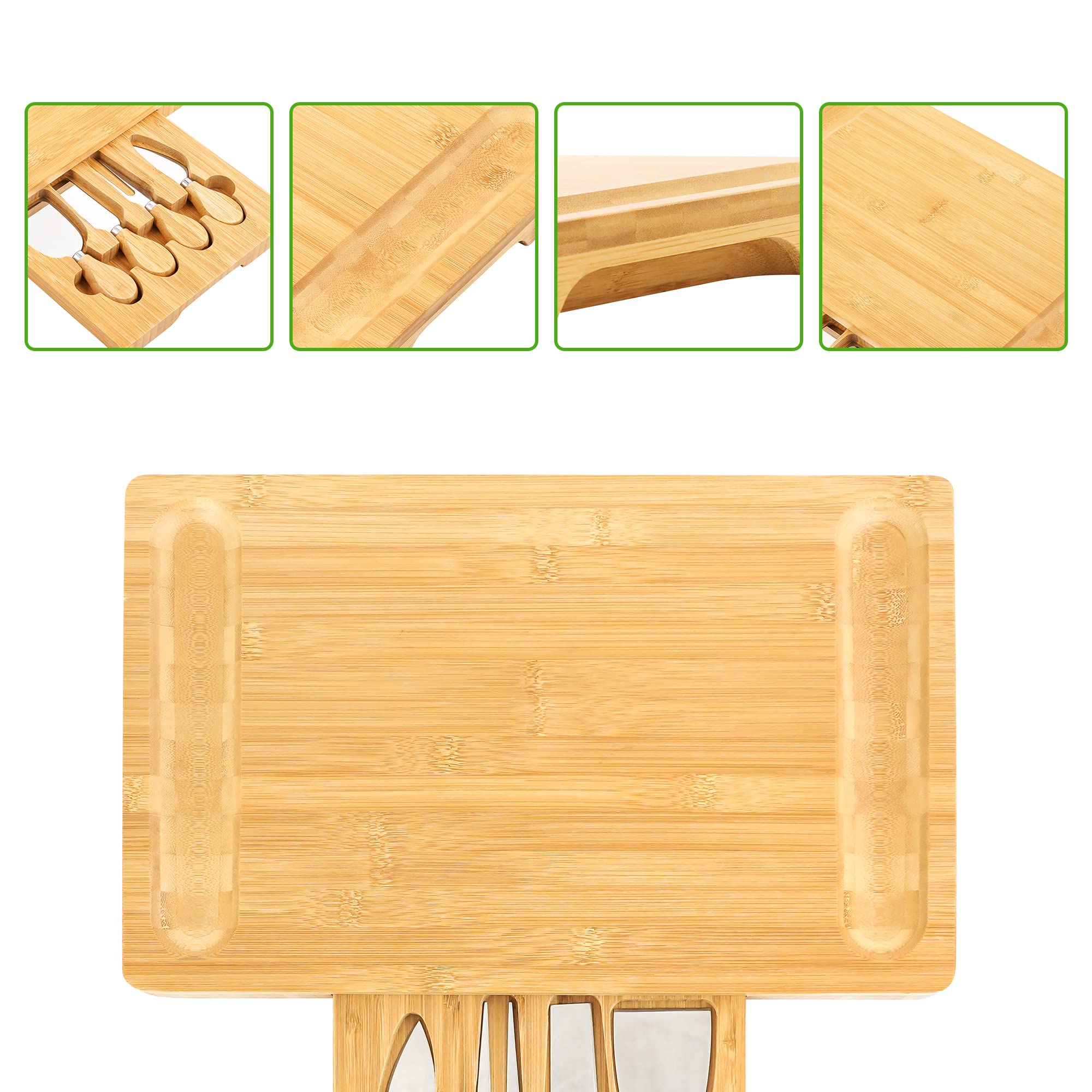 Diosbles Bamboo Cheese Board, Cheese Plates with Knife Set