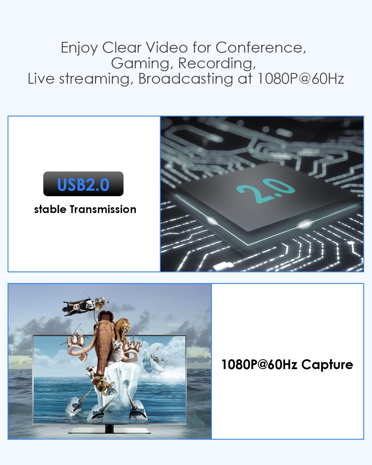 LENTION 4K HDMI to USB C Video Capture Card for Gaming/Live Streaming/Video Conference, Supports PS4/OBS/PC/Windows/DSLR/PS5/YouTube (VC20)