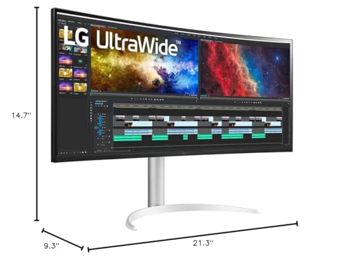 LG 37.5” 38BP85C-W 21:9 QHD+ UltraWide™ Curved Monitor with HDR10, USB Type-C™, and AMD FreeSync™, Black
