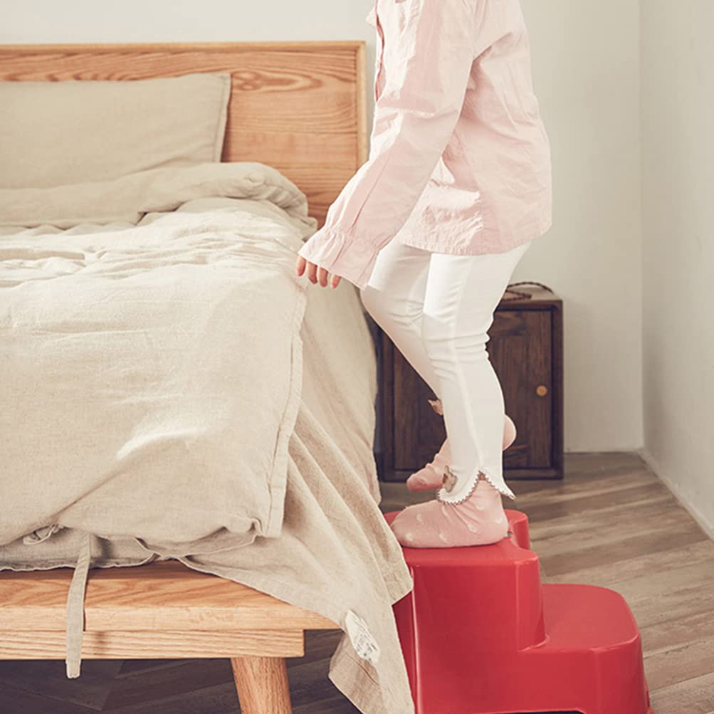 Toyvian Two Step Step Stools Toilet Potty Training Stool Non- Slip Foot Stool Bedside Step Stool for Kitchen Bathroom Bedroom Red