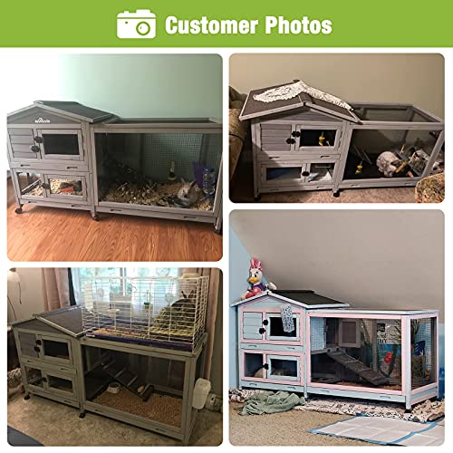 Outdoor Rabbit Hutch Indoor Bunny House on Wheels Large Guinea Pig Cage with Run for Any Small Animals,Removable Pull Out Tray…