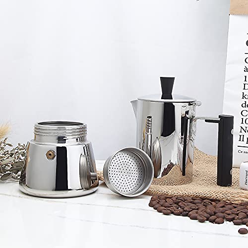 Easyworkz Pedro Stovetop Espresso Maker 4Cup 200ml Stainless Steel Italian Coffee Machine Maker Moka Pot Induction Espresso Pot