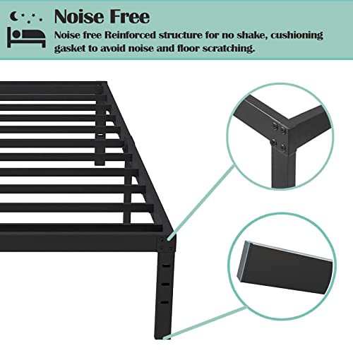 COMASACH King Bed Frame with Headboard, 14 Inch High 3500lbs Heavy Duty Steel Slats Support Metal Bed Platform No Box Spring Needed,Noise-Free,Easy Assembly-Black