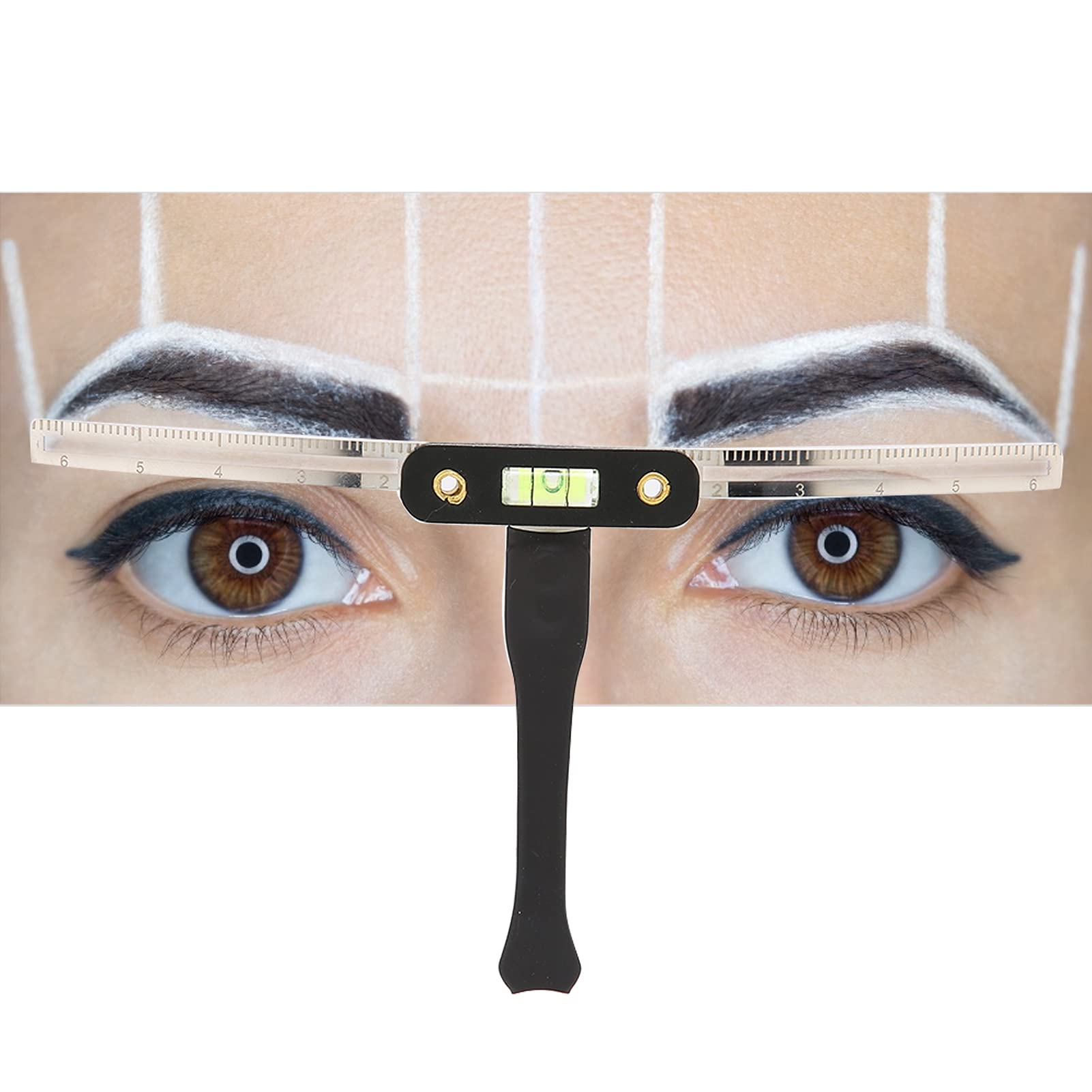 Eyebrow Ruler, Eyebrow Tattoo Shaper Stencil Stainless Steel Semi‑Permanent Eyebrow Measuring Tool Eyebrow Makeup Template Ruler Eyebrow Stencil Ruler Sticker(Ⅱ(Level Meter Dragonfly Ruler))