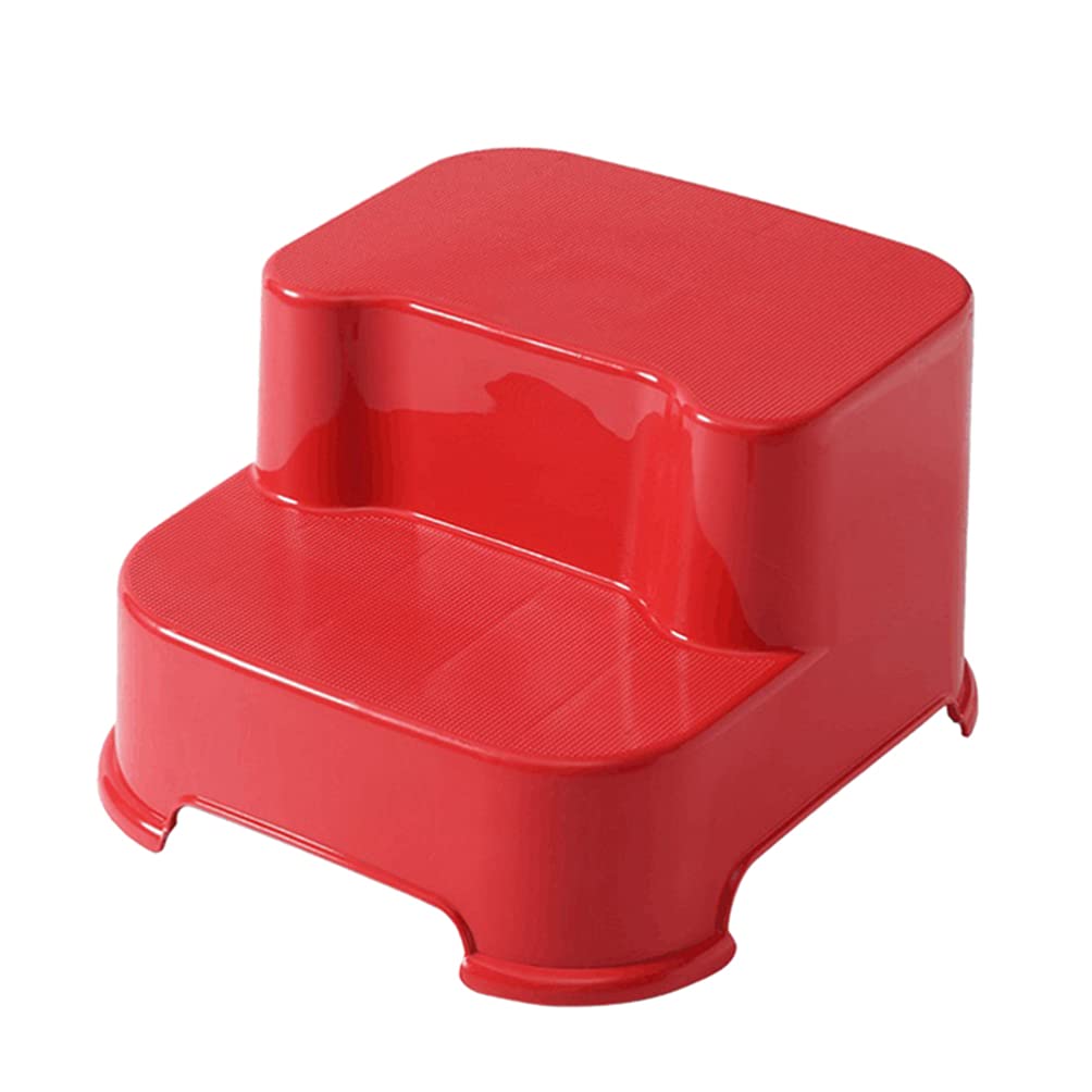 Toyvian Two Step Step Stools Toilet Potty Training Stool Non- Slip Foot Stool Bedside Step Stool for Kitchen Bathroom Bedroom Red
