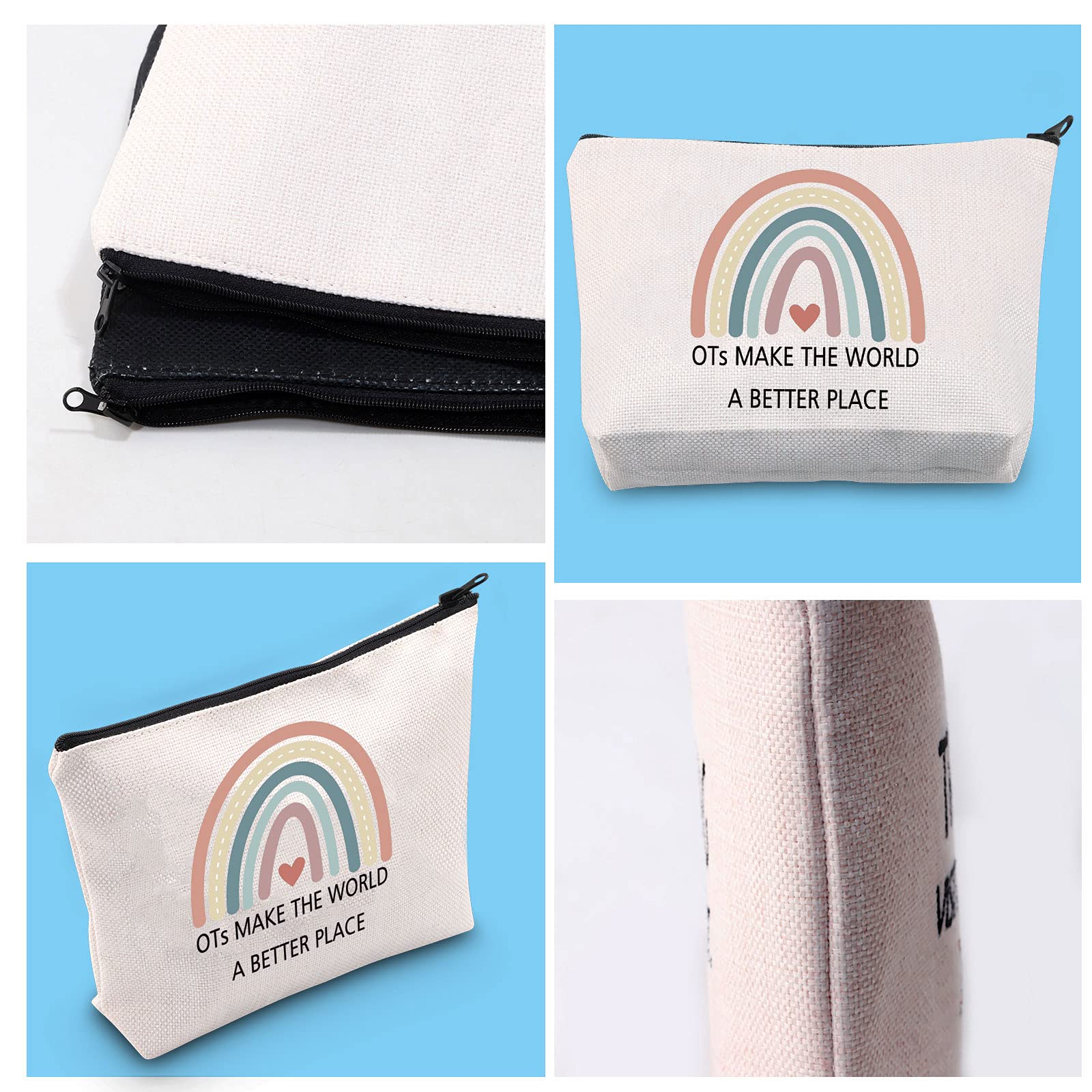 GJTIM OT Gift Occupational Therapy Worker Gift Rainbow Makeup Bag OTs Make the World A Better Place OT Retirement Gift (OTs Make Makeup)