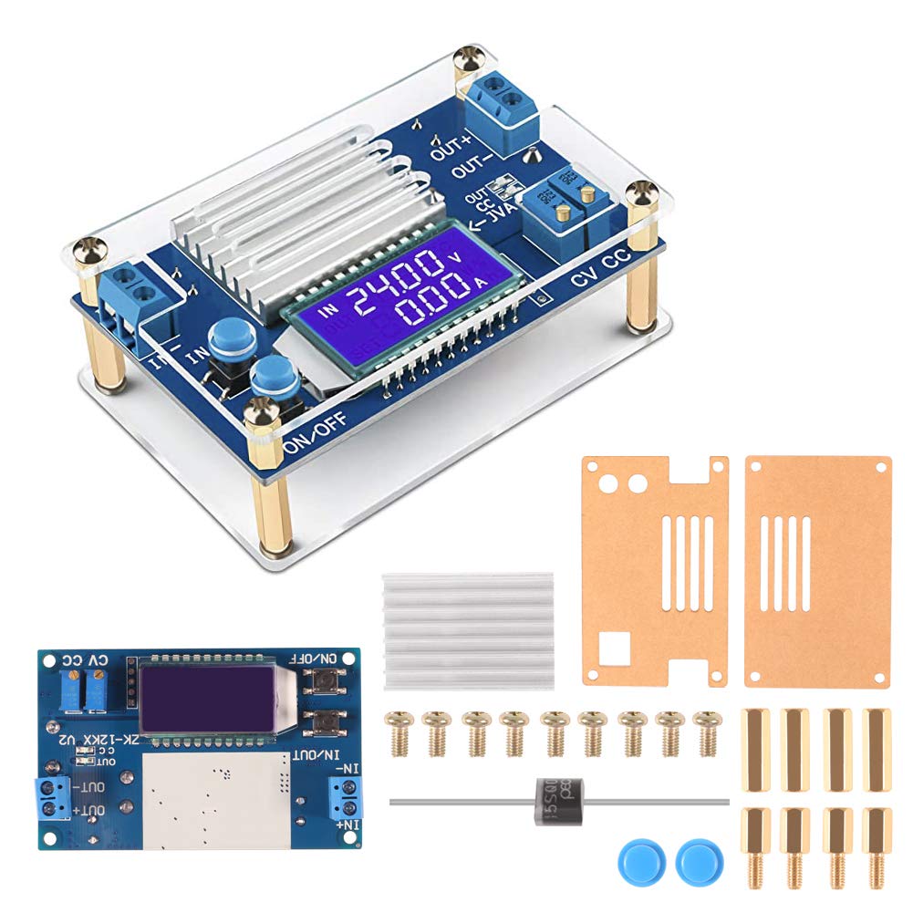 2 Pack Adjustable Voltage Regulator,AITRIP DC to DC 5.3V-32V to 1.2V-32V 12V Power Supply Module, 12A LCD Step Down Volt Transformer 160W CC CV Buck Converter Reducer