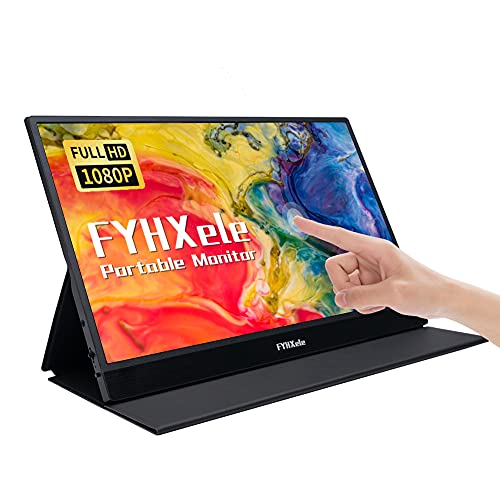 FYHXele 15" Portable Monitor Touchscreen, Portable LED Screen Extender, FHD 1080P IPS Travel Monitor, Mini-HDMI, USB C Portable Touchscreen Monitor for Laptop PC Phone, Eye Care, Touch Not for Mac OS