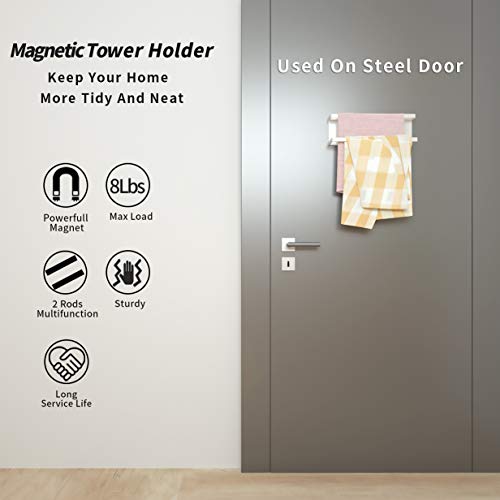 Magnetic Paper Towel Holder for Refrigerator,Kitchen Towel Rack Magnetic Paper Towel Bar Multi Function Made of Iron,Used for Kitchen,Bathroom,Toilet, Drill Free (White, Medium)