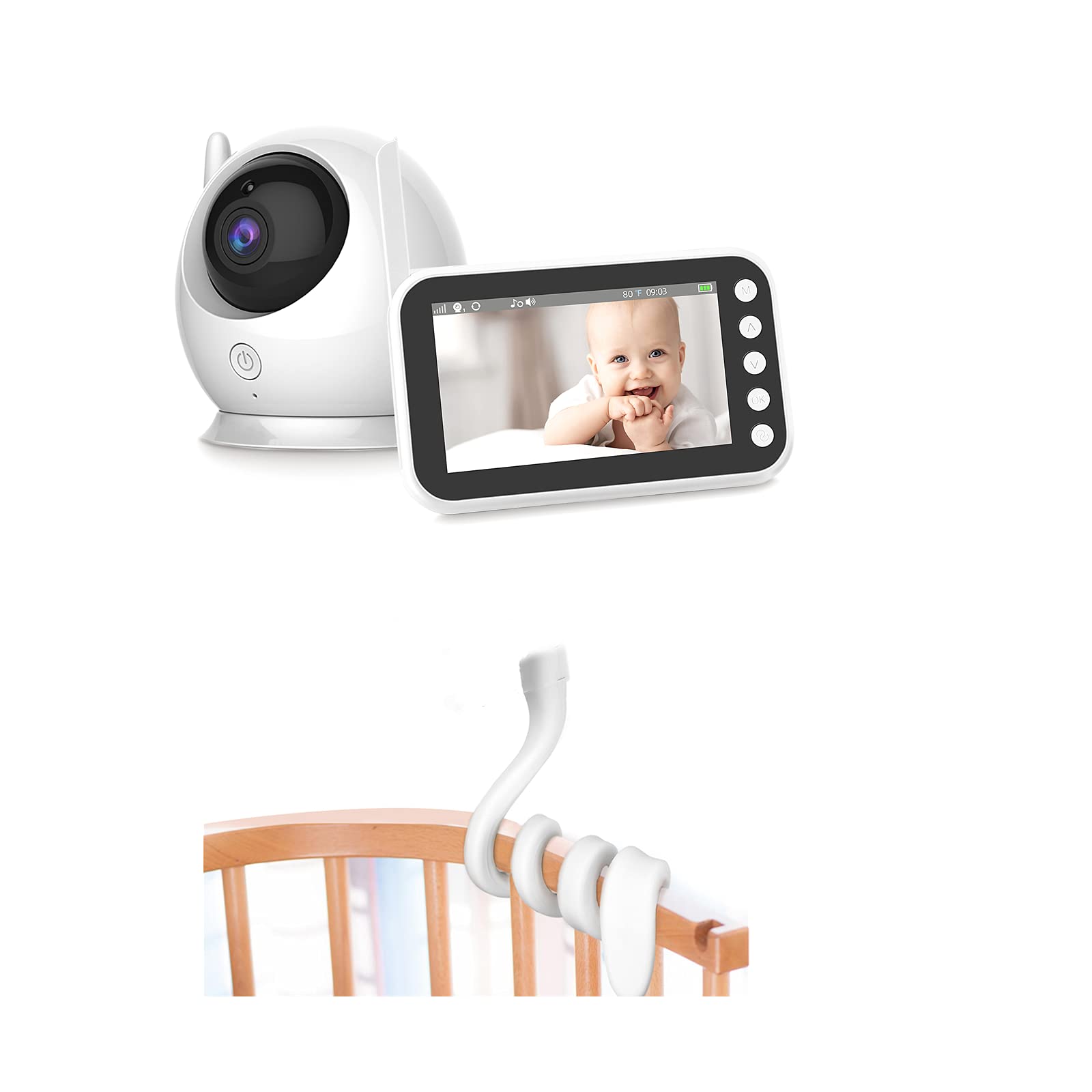 Video Baby Monitor with Camera and Audio & Original Monitor Baby Monitor Mount Shelf Flexible Camera Stand
