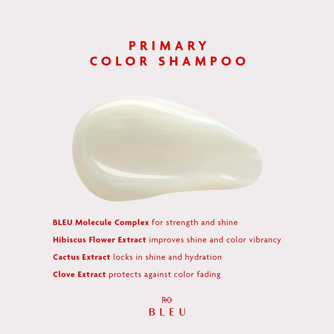 R+Co BLEU Primary Color Shampoo – Locks in Color, Hydration, and Shine, Seals Cuticle, Adds Strength to Protect Against Breakage, Maintains Vibrancy, 8.5 oz