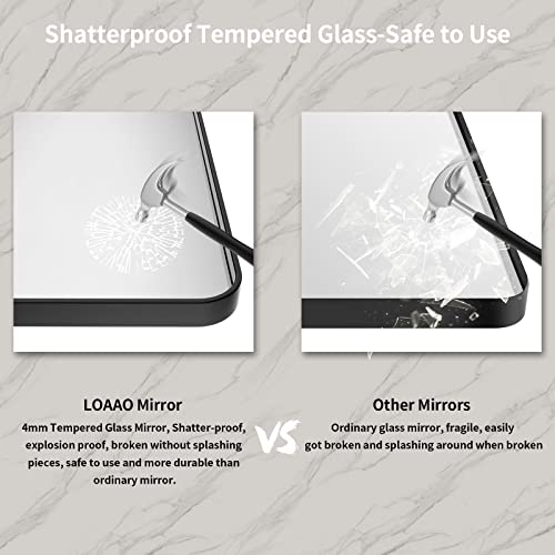LOAAO Black Metal Framed Bathroom Mirror for Wall, 22X30 Inch Rounded Rectangle Mirror, Matte Black Bathroom Vanity Mirror Farmhouse, Anti-Rust, Tempered Glass, Hangs Horizontally or Vertically