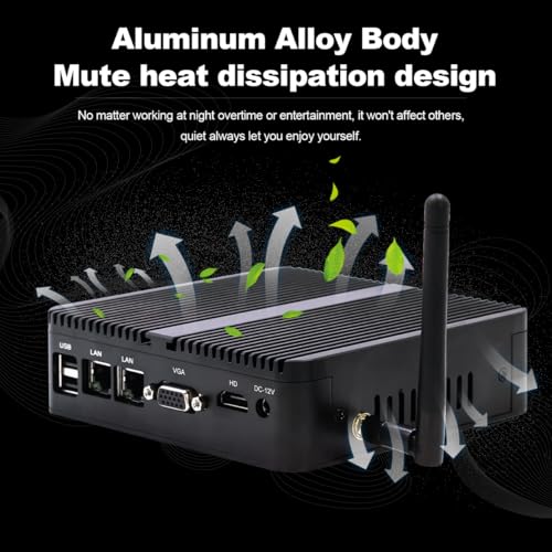 WEIDIAN Fanless Mini PC Industrial Win 11 Pro Celeron J4125 8GB RAM 128GB SSD, 2*COM RS232, 2*Gigabit LAN, 2*Displays HD VGA Small Desktop PC Computer for Industrial Business Office Auto Power On