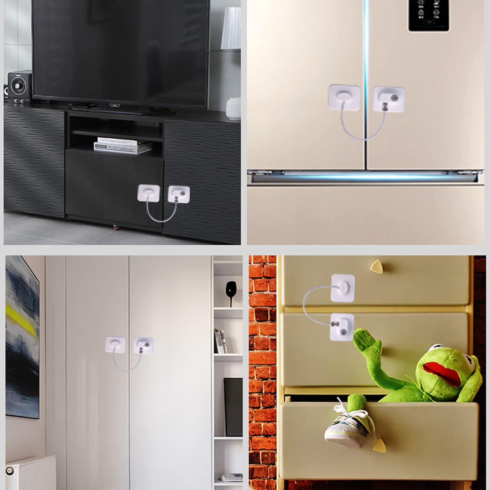 KIZZHISI Fridge Lock (2 Pack),Refrigerator Lock with Keys,for Fridge, Cabinet Locks, Drawers, Dishwasher, Toilet and Child Safety Cabinet Locks, 3M Adhesive No Drilling (Black)