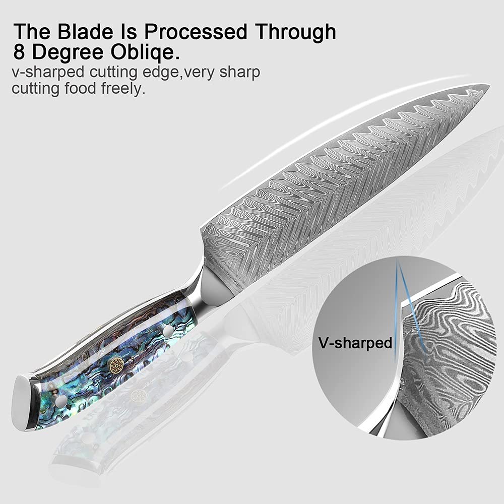 FFRR Knife Cleaver Chinese Chopping Knife Professional Kitchen Japanese Knife Set Steel Chef Knife Abalone Shell Handle Santoku Meat Vegetable Cleaver Cut Cutting Vegetable (Color : 5PCS)