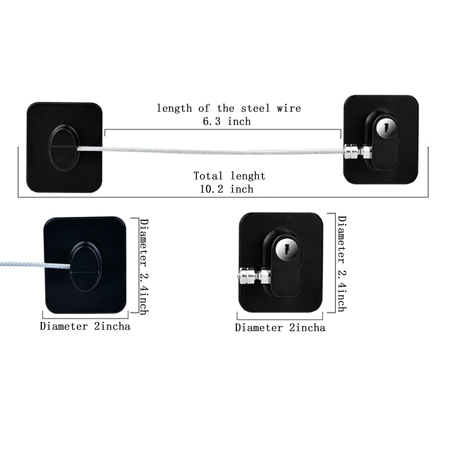 KIZZHISI Fridge Lock (2 Pack),Refrigerator Lock with Keys,for Fridge, Cabinet Locks, Drawers, Dishwasher, Toilet and Child Safety Cabinet Locks, 3M Adhesive No Drilling (Black)