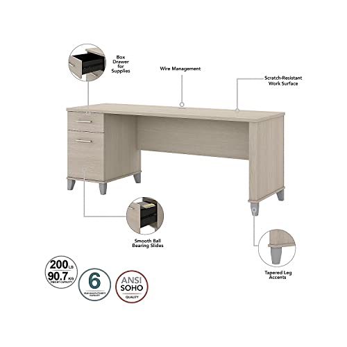Bush Furniture Somerset 72W Office Desk with Drawers in Sand Oak