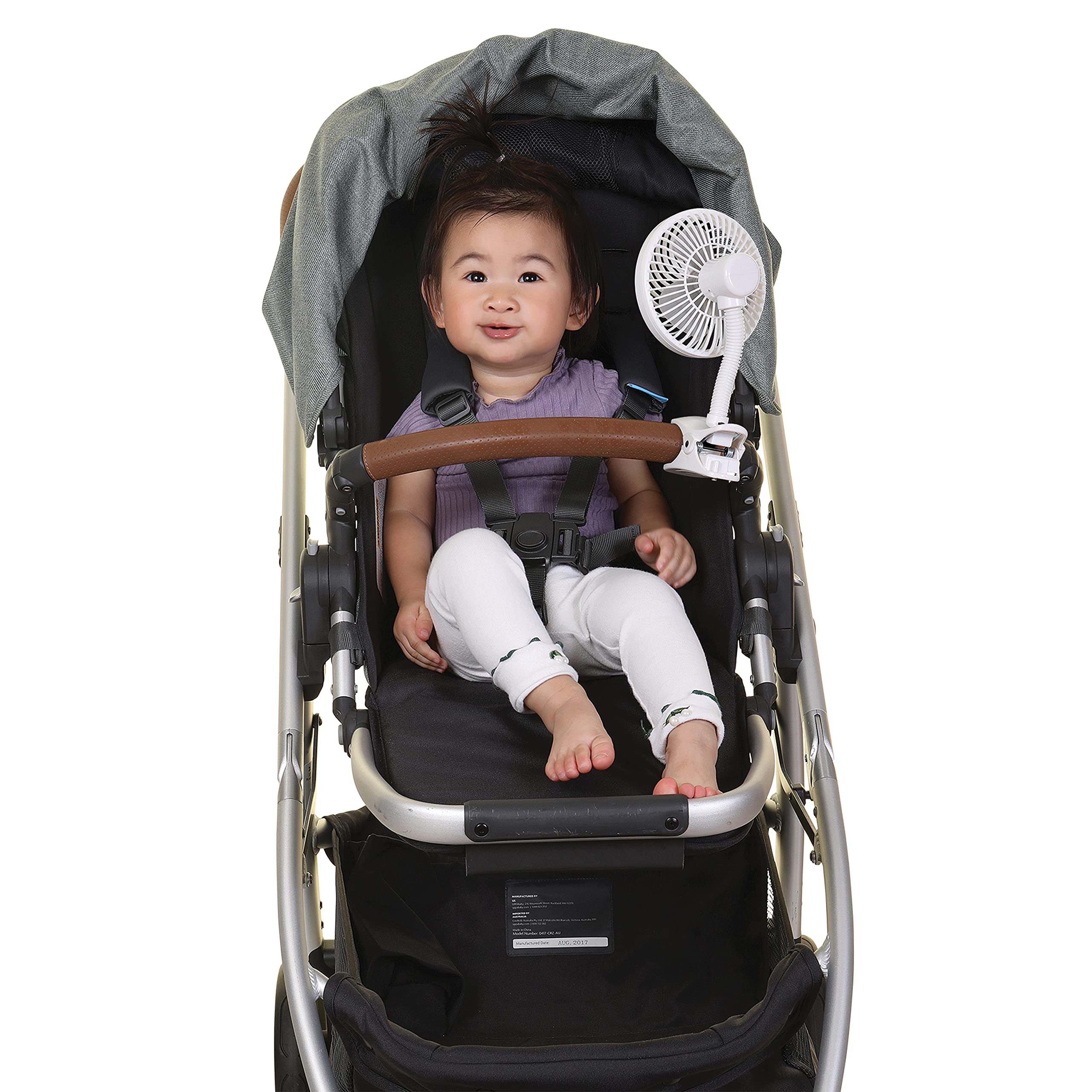 Dreambaby Caged Deluxe EZY-Fit Clip-on Fan - with Flexible Neck for Adjustable Air Flow - Perfect for Strollers, Cribs, Wheelchairs, Beach, Camping & Pool - White - 1 Pack