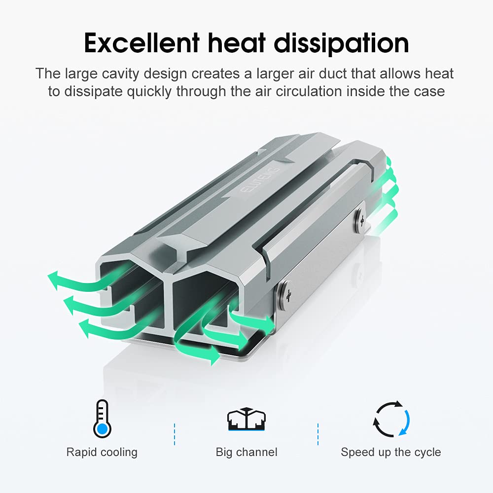 ELUTENG M.2 2280 SSD Heatsink Double-Sided Heat Sink Aluminum Alloy NGFF NVME Cooling Sink with 4 Thermal Conductivity Silicone Pads M.2 SSD Cooler Set for 2280 M.2 SSD